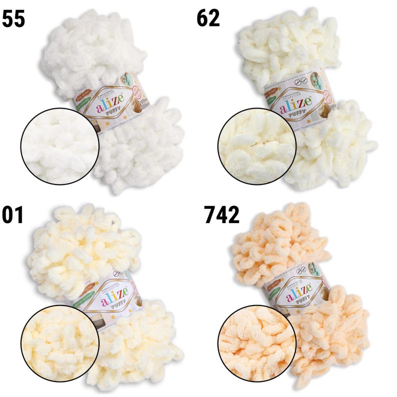 Alize Puffy Chenille Loop Yarn, 67 Colors, Finger Knitting, Baby ...