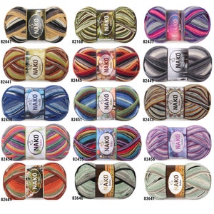 NAKO BOHO, SOCK Yarn 41 Colors, Merino Wool Sock Yarn, Fingering Sock ...