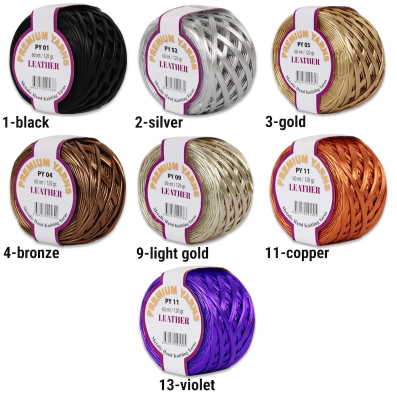 T-shirt Yarn, PREMIUM YARNS LEATHER Metallic T-shirt Yarn, Crochet ...