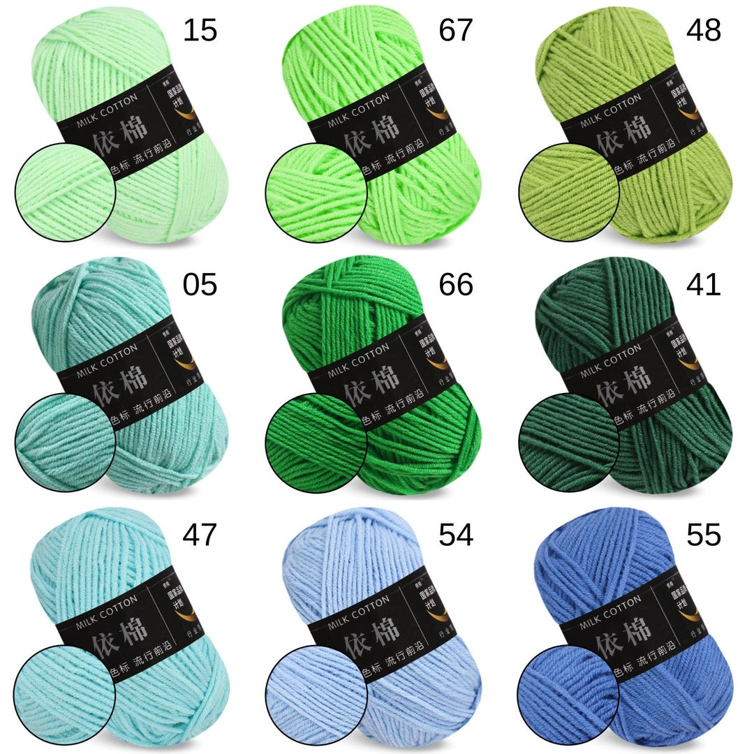 4-ply Milk Cotton Yarn, 40 Colors, DK Acrylic Blend Yarn, Knitting ...