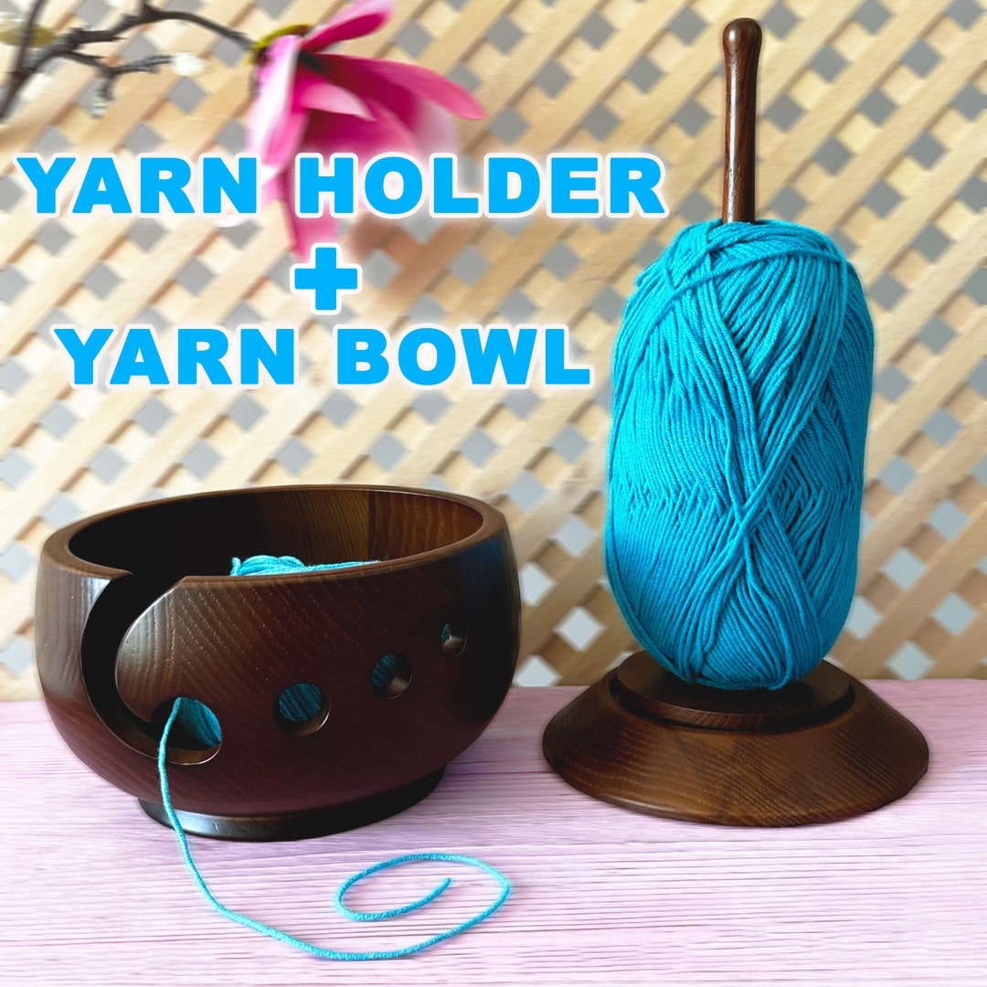 Yarn HOLDER BOWL KIT, Wooden Holder for Yarn, Whirling Yarn Holder ...