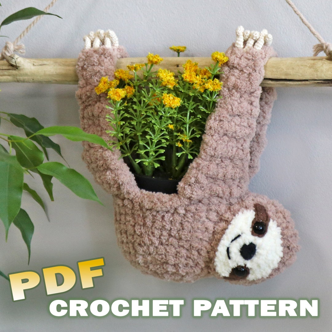 SLOTH PLANTER Crochet Pattern, Amigurumi Sloth, Slow Mo, Mini Succulent ...