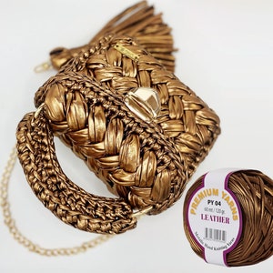 PREMIUM YARNS LEATHER, Leather T-shirt Yarn, Crochet Leather Look Yarn ...