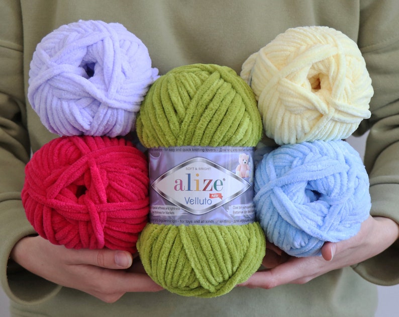 Alize Velluto Chenille Yarn, Super Bulky Plush Yarn for Amigurumi Toys ...