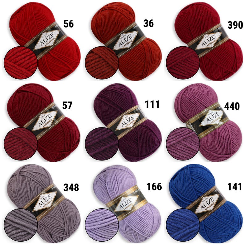 Alize Lanagold DK Wool Blend Yarn: 57 Colors (3.5 Oz) - Etsy