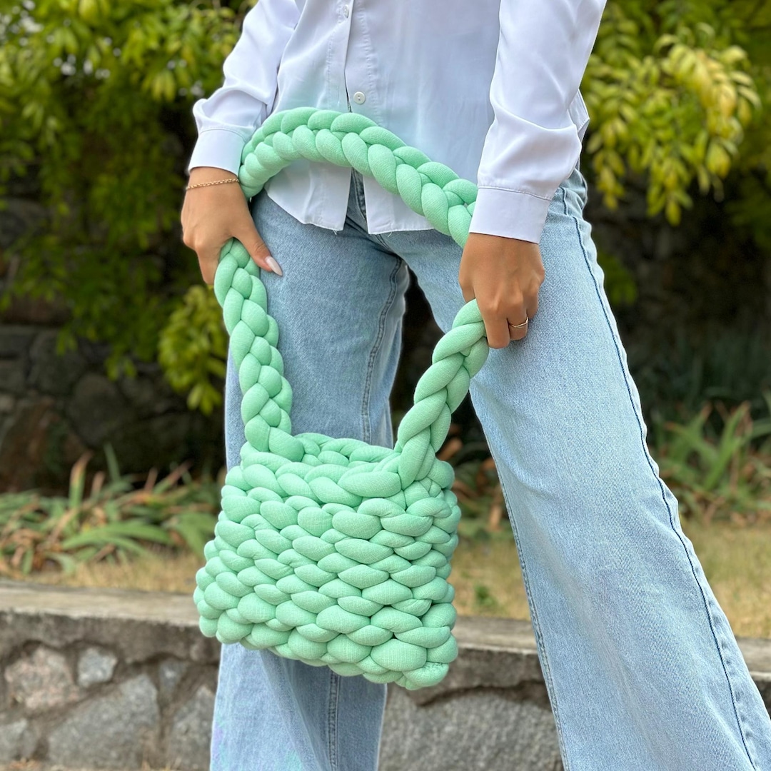Chunky Knit Bag Pattern, Cross Body Easy Arm Knit Purse PDF & Video - Etsy