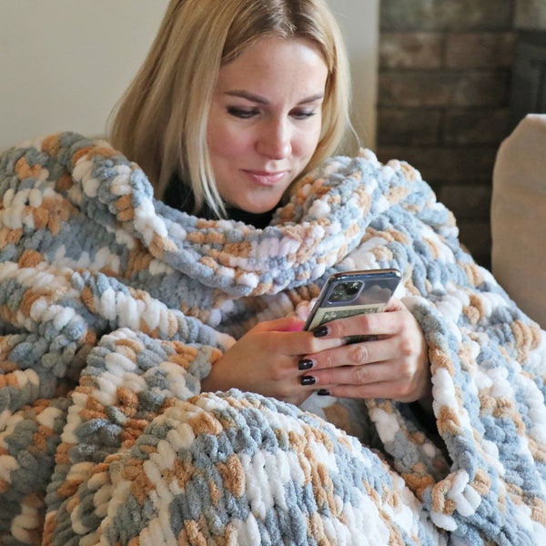 Chunky Hand Knit Blanket Pattern - Etsy