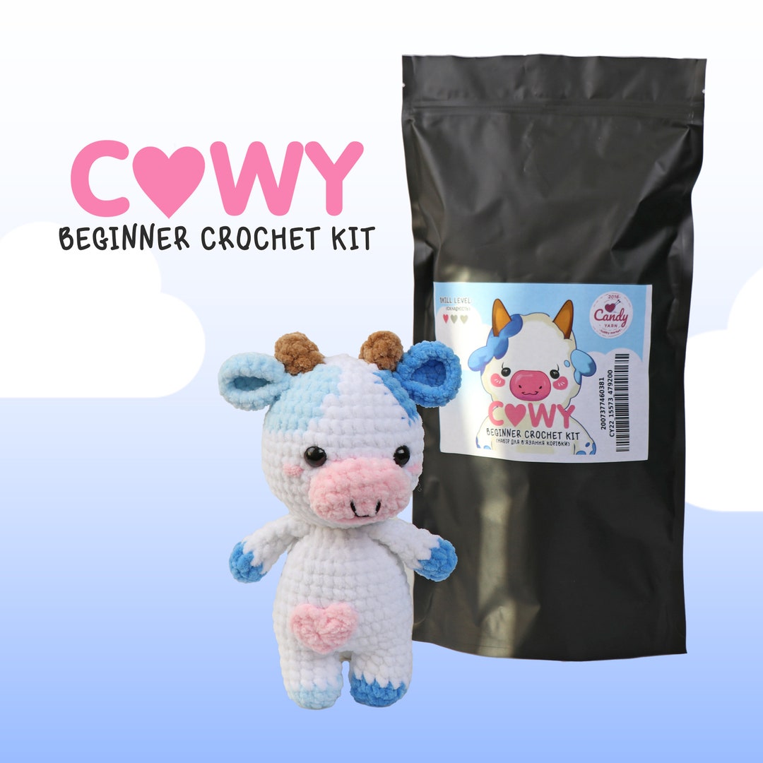 BEGINNER CROCHET KIT Amigurumi Cow, Easy Starter Crochet Kit, Amigurumi ...