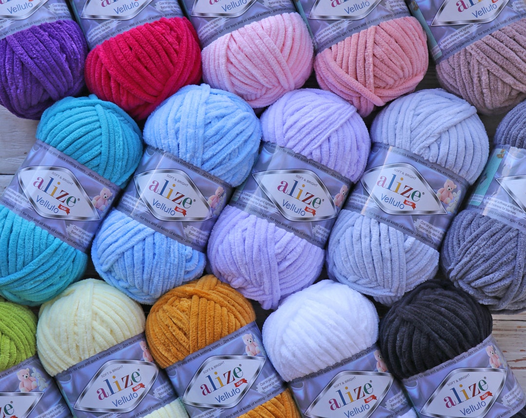 Alize Velluto Chenille Yarn, 43 Colors, Super Bulky Plush Yarn - Etsy