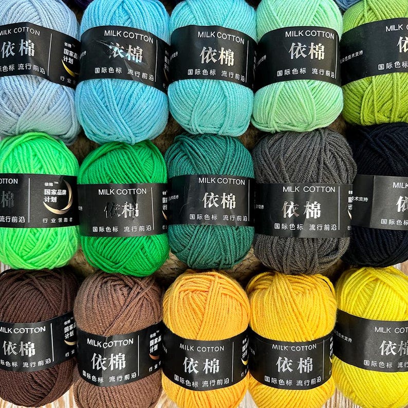 4-ply Milk Cotton Yarn, 40 Colors, DK Acrylic Blend Yarn, Knitting ...