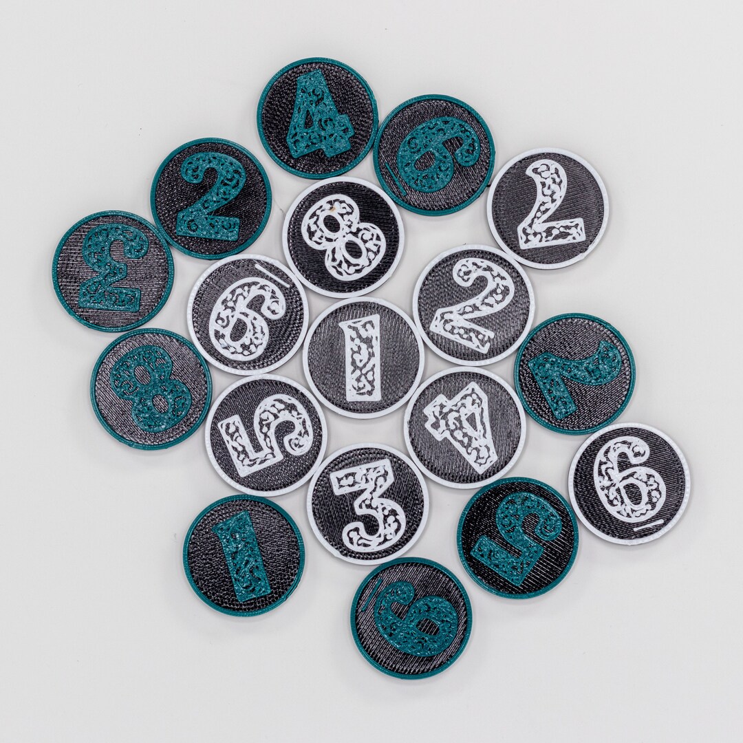 Map Markers - SCROLLWORK NUMBERS - 24mm (1") Size - Lots of Colors ...