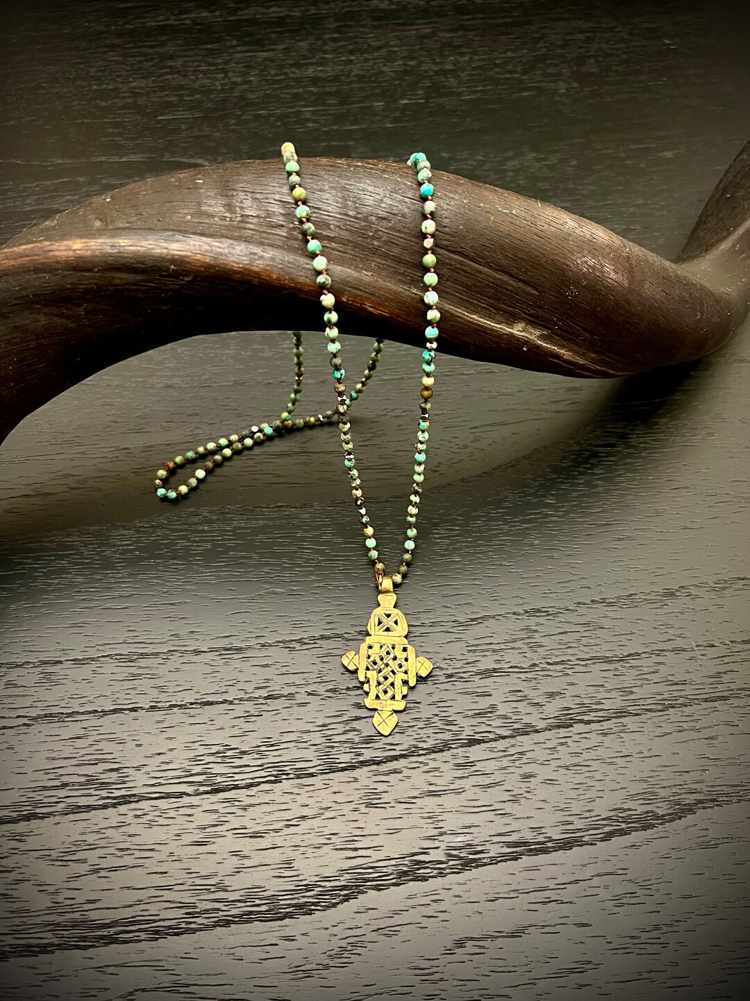 Long Mala Style/ethiopian Cross/turquoise/ancient Talisman/faith ...