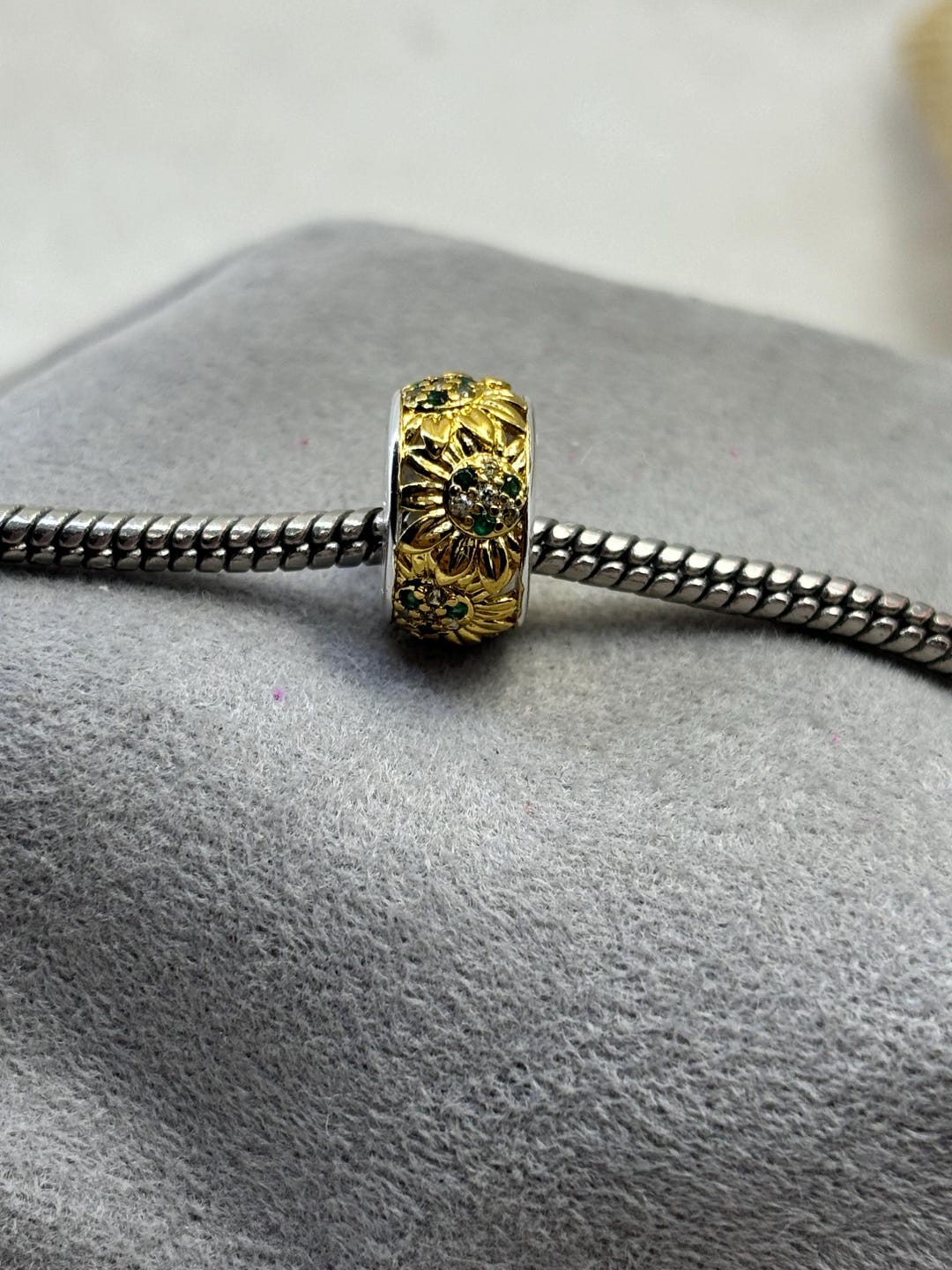 Sunflowers and Emerald Spacer Bead for Pandora - Etsy