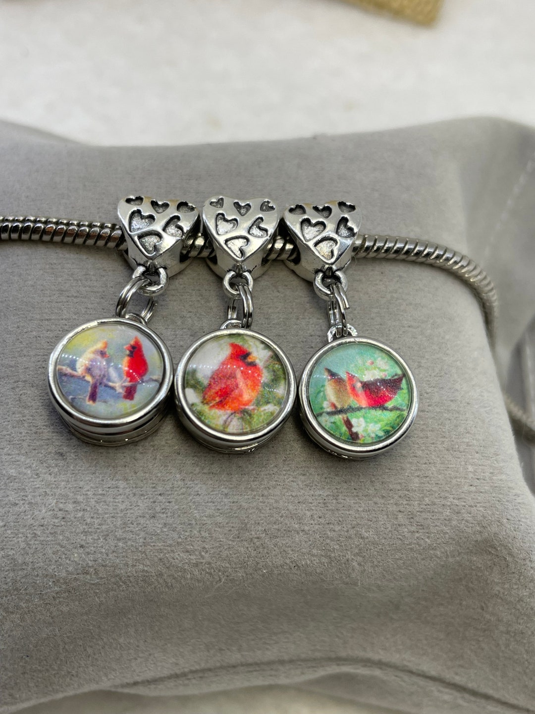 Tiny Cardinal Snap Cabochon Charm Pendant - Etsy