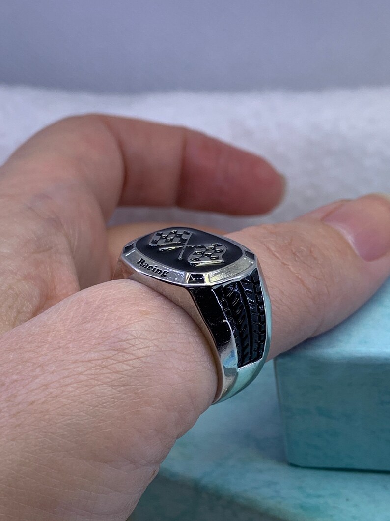 Checkered Flag Racing is in My Blood Mens Sterling Silver - Etsy