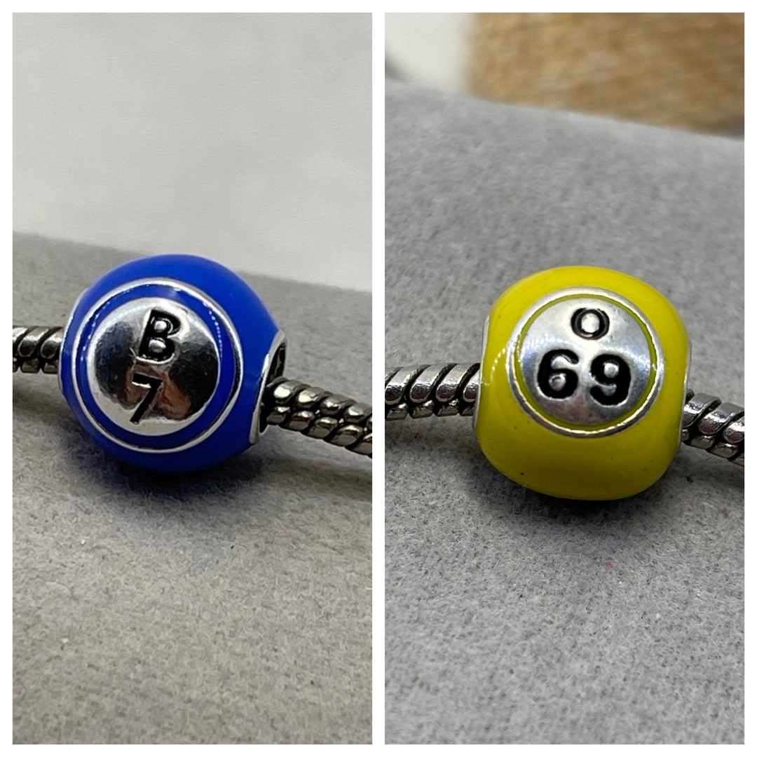 Sterling Silver Blue or Yellow Bingo Ball Charm Bead - Etsy