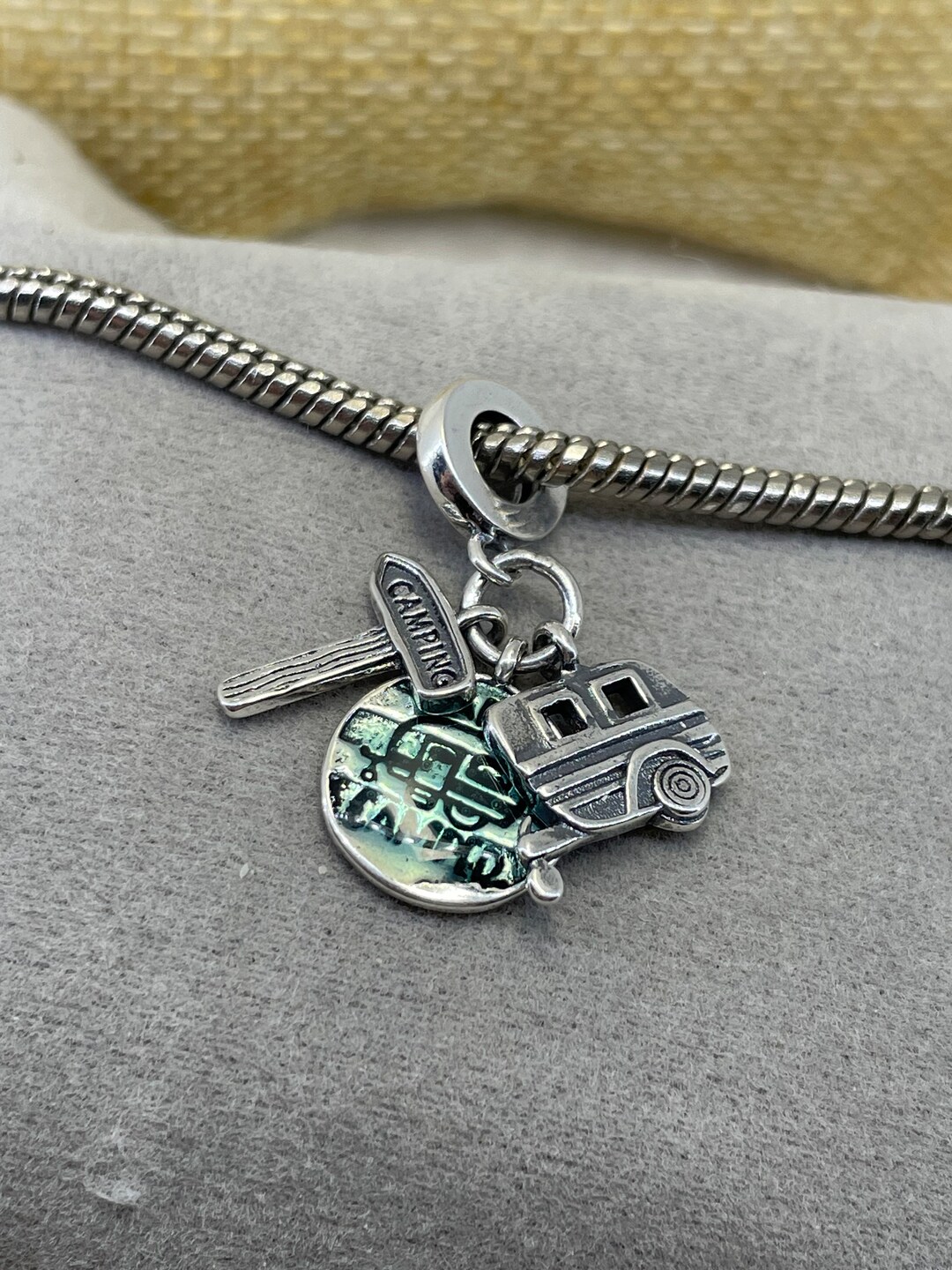 Sterling Silver Happy Camper Camping Charm Pendant - Etsy