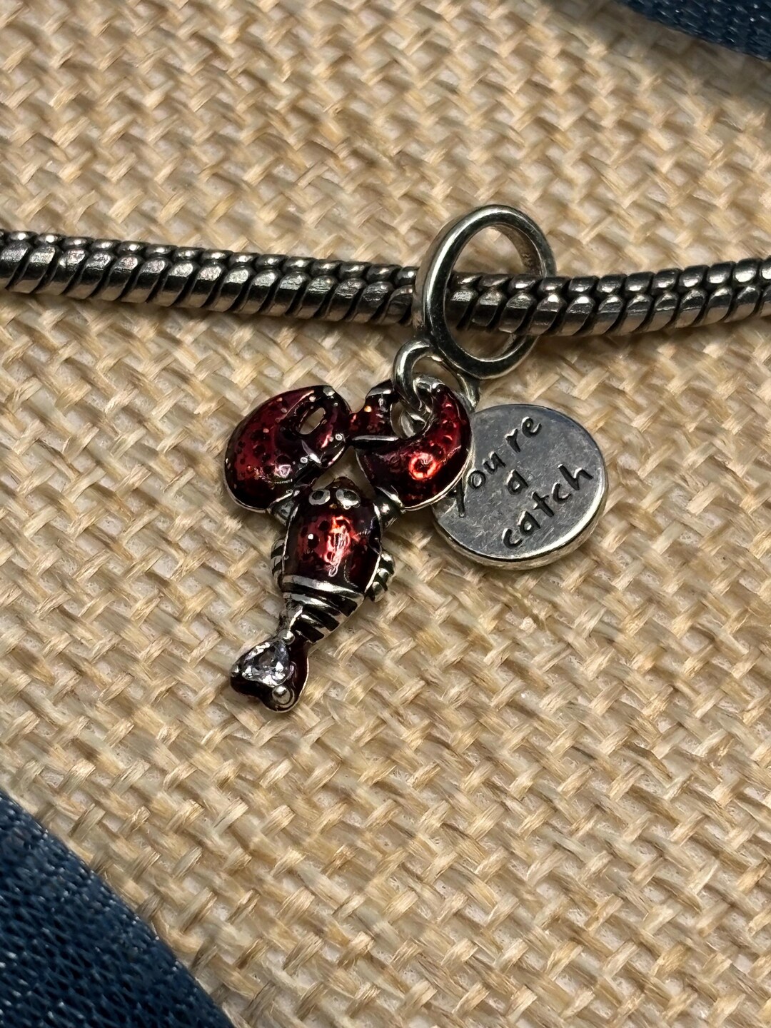 Sterling Silver Red Lobster You’re a Catch Charm Pendant - Etsy