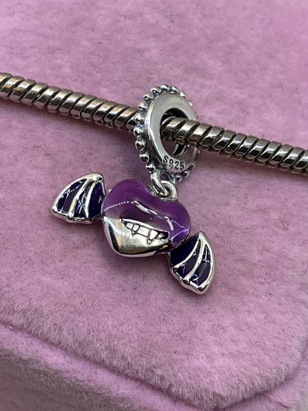 Sterling Silver Purple Heart Bat Vampire Dracula Halloween Charm - Etsy