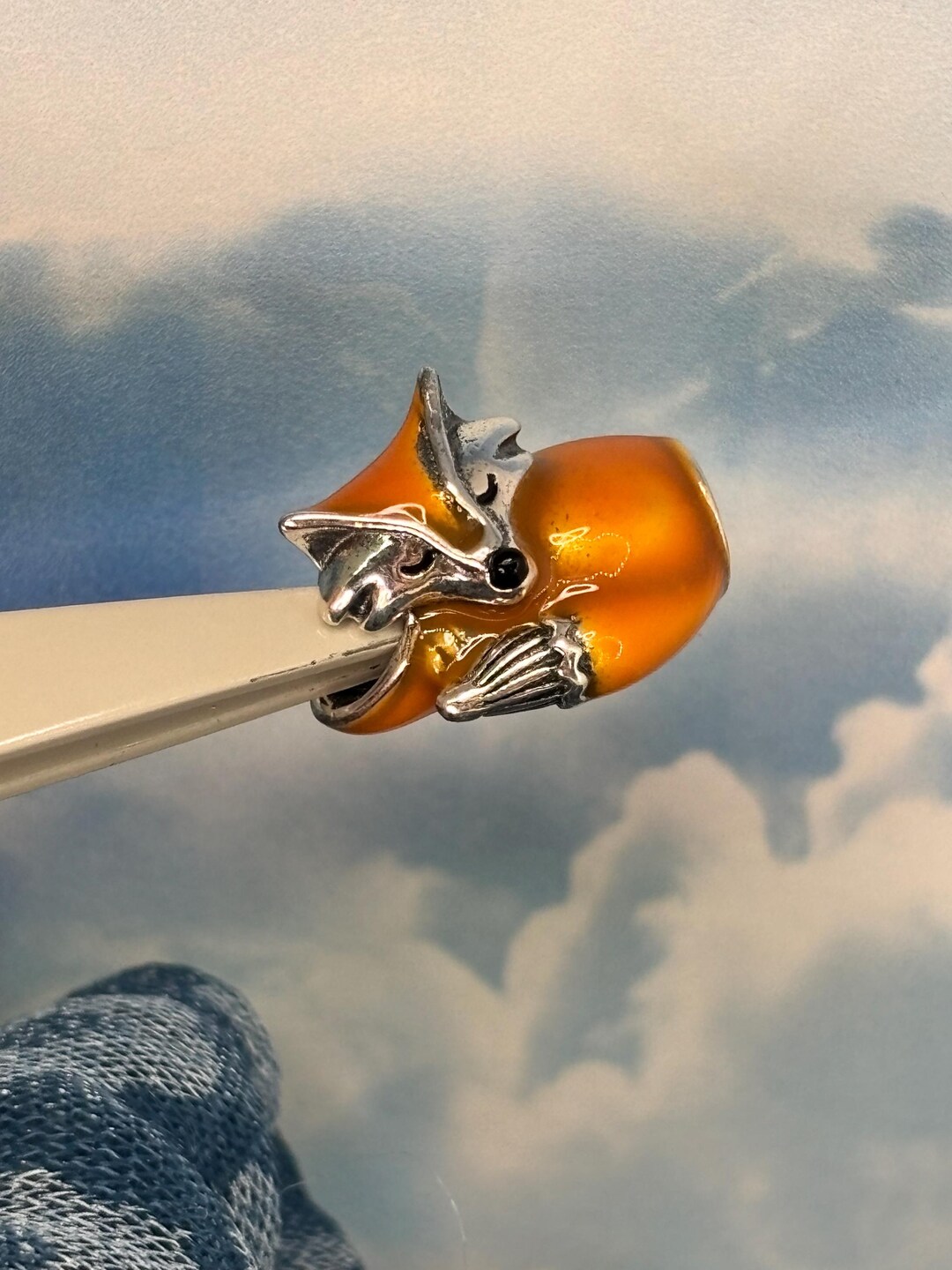 Sterling Silver Sleeping Red Fox Charm Bead - Etsy