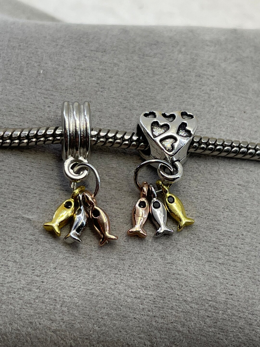 Tri Color Ichthys Fish Gold Silver Charm - Etsy