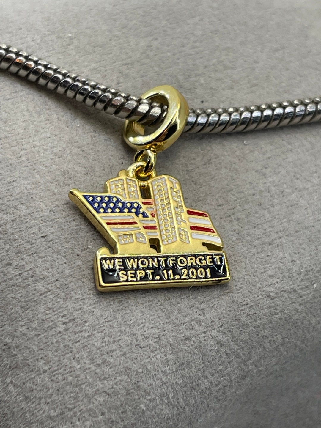 Commemorative 911 Golden Overlay Charm Pendant - Etsy