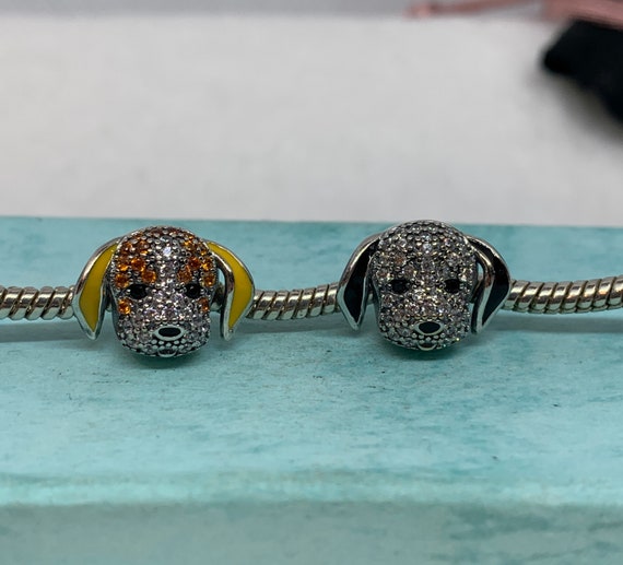 Sterling Silver Beagle Puppy Dog CZ Charm Bead | Etsy