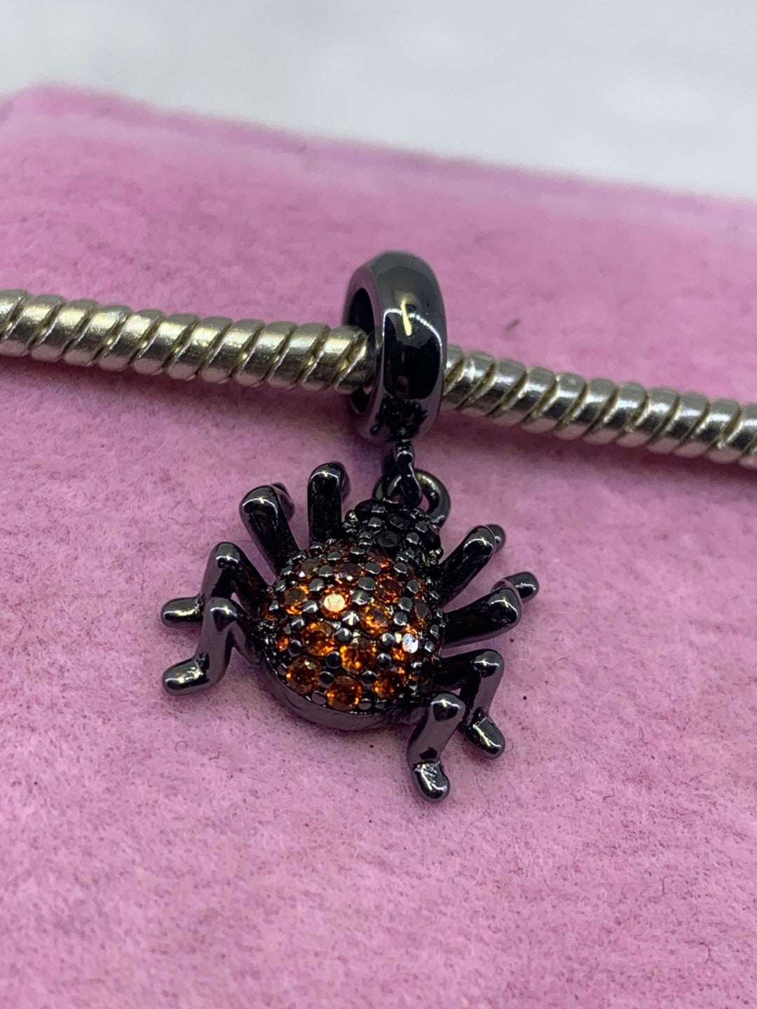 Sterling Silver Black Spider Red Ruby Charm Pendant - Etsy