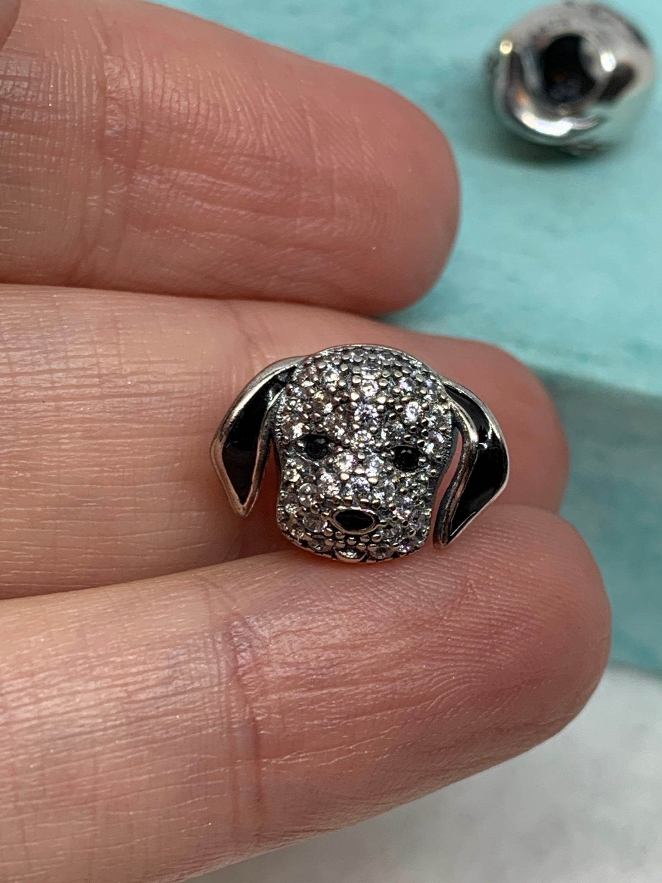 Sterling Silver Beagle Puppy Dog CZ Charm Bead | Etsy