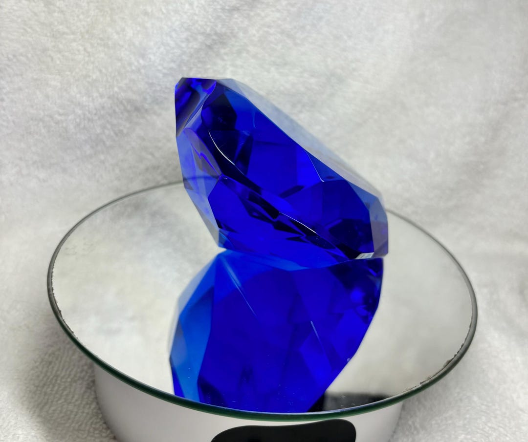 Large Glass Royal Blue Heart Shaped Paperweight - Etsy
