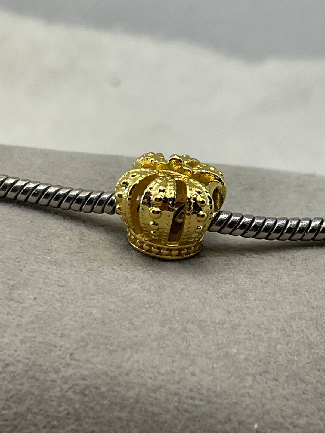 Sterling Silver Golden Crown King Queen Charm Bead - Etsy