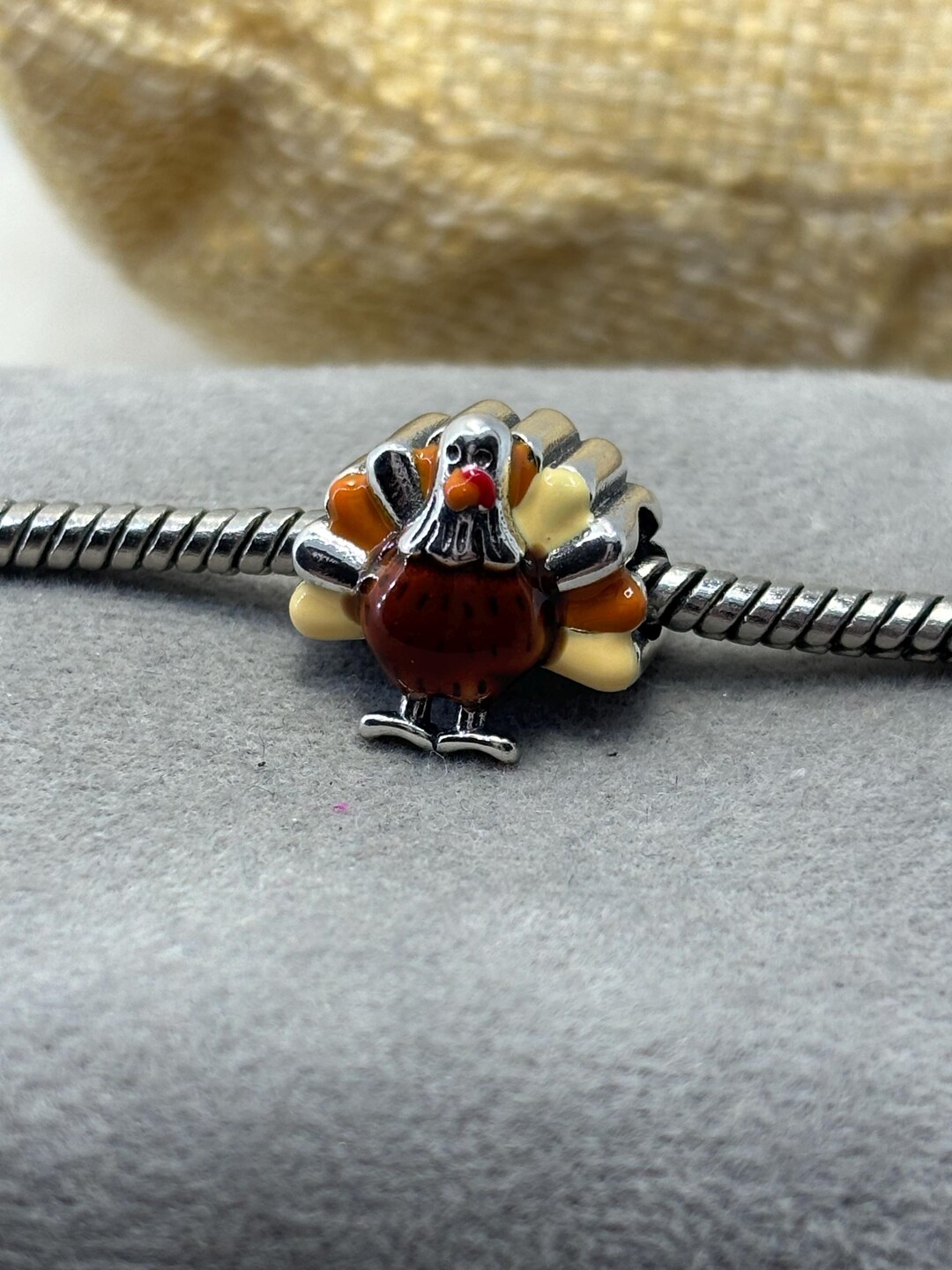 Thanksgiving Turkey Sterling Silver Charm Bead - Etsy