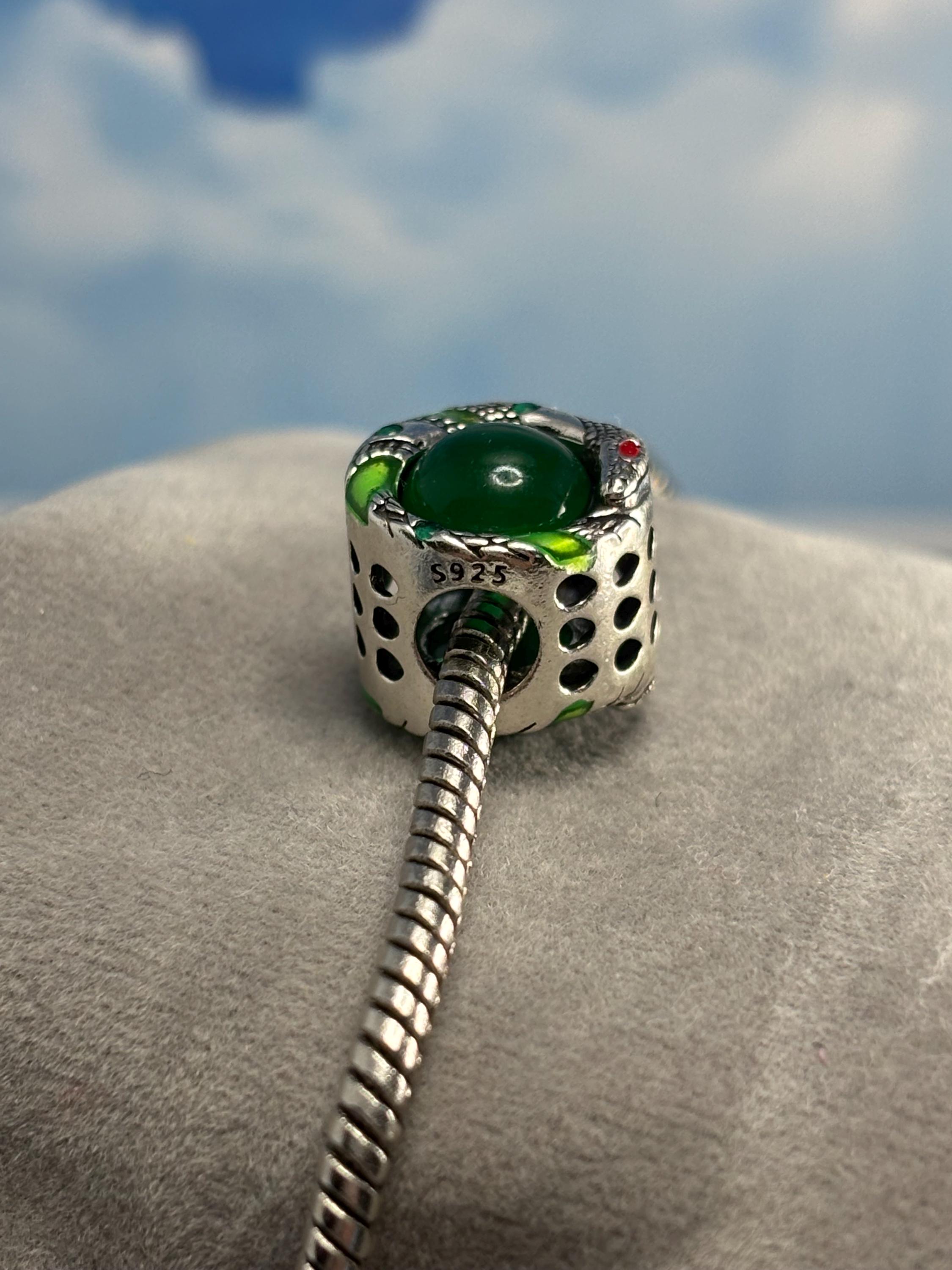 Green Emerald Murano Serpent Snake Sterling Silver Charm Bead - Etsy