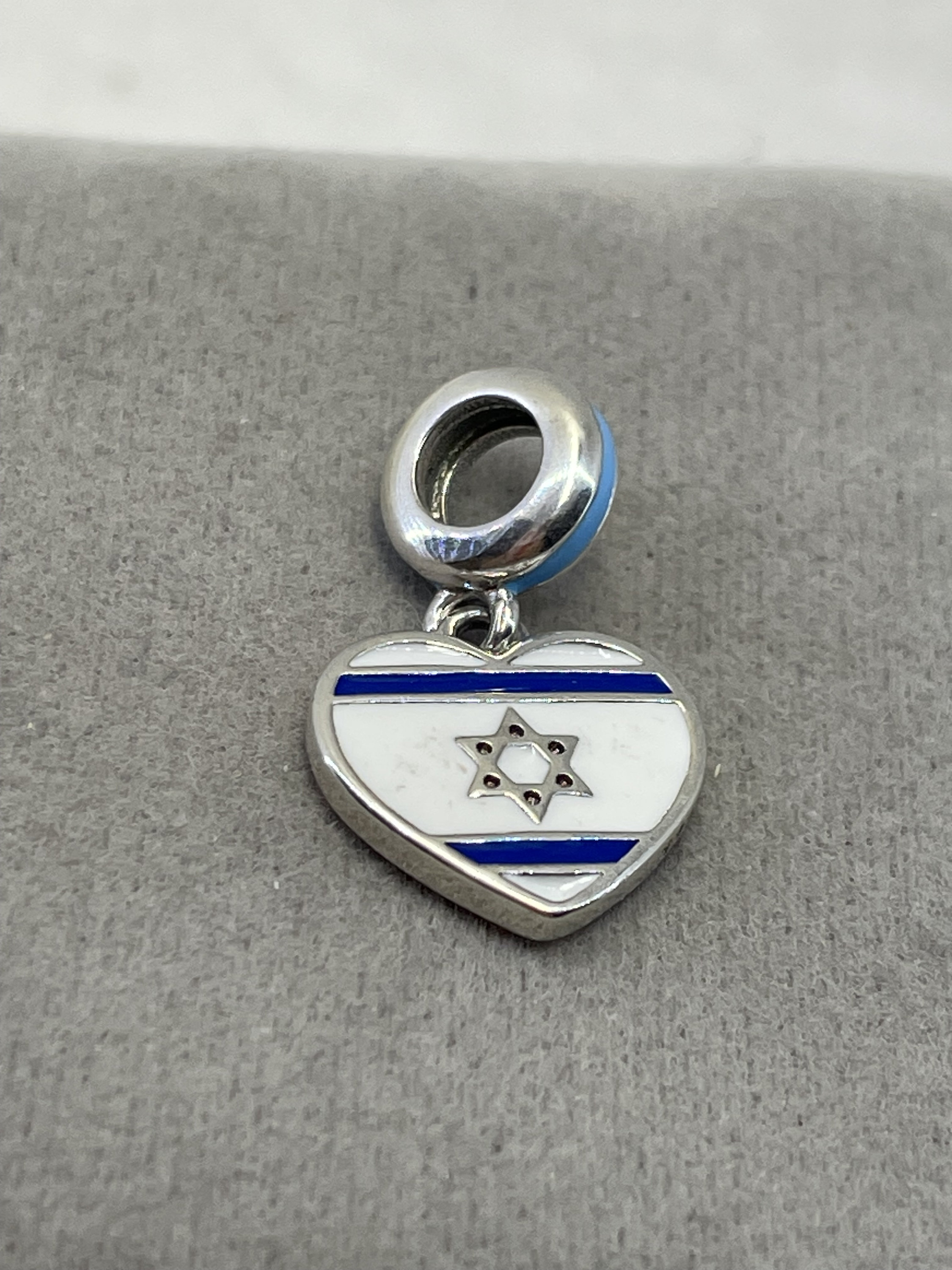 Sterling Silver Israel Blue Heart Charm Pendant - Etsy