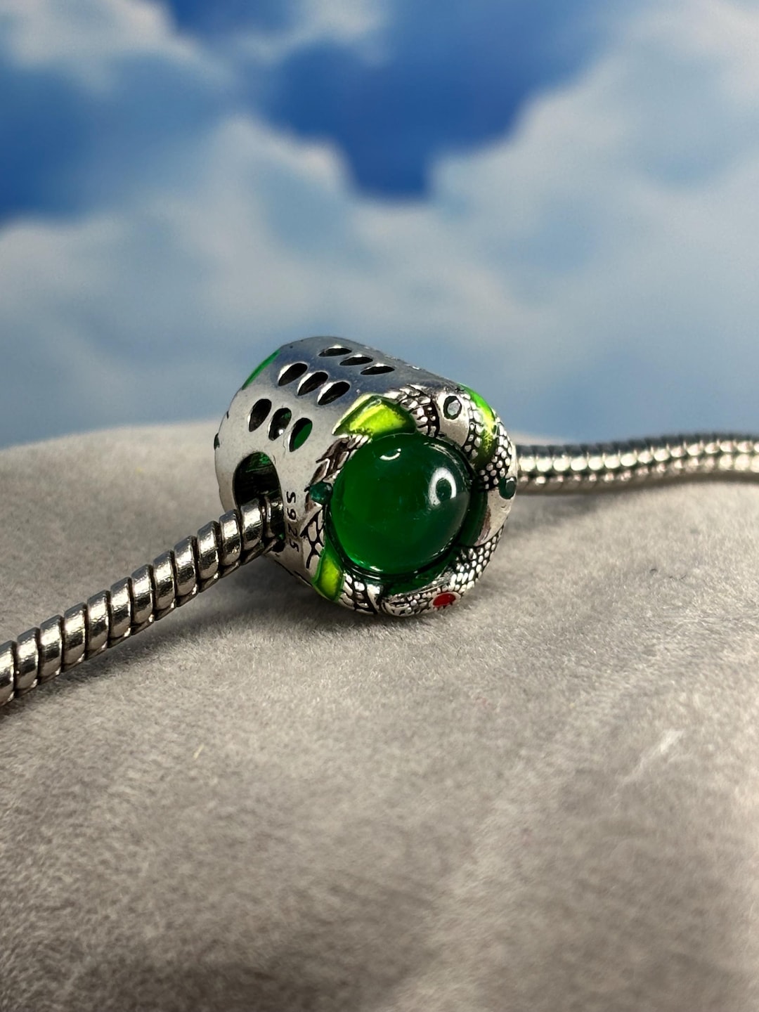 Green Emerald Murano Serpent Snake Sterling Silver Charm Bead - Etsy