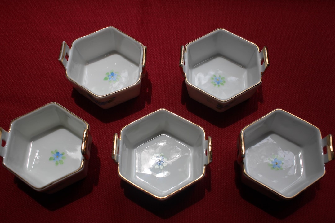 Vintage Japanese Nippon Hand Painted SET of FIVE (5) Hexagon Shaped ...