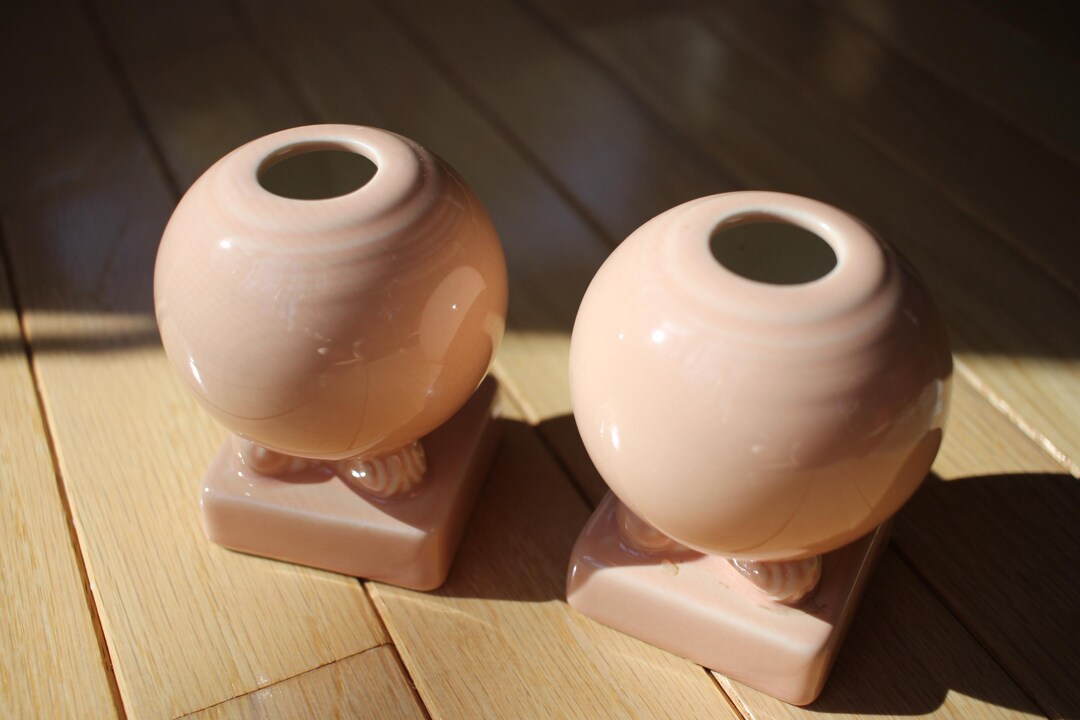 Fiestaware Fiesta PAIR (2) Apricot Glaze Art Deco ROUND Ball Type ...