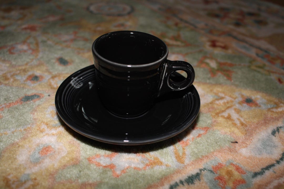 Fiestaware Black Demitasse Cup and Saucer Set - Ring Handle, New Old ...
