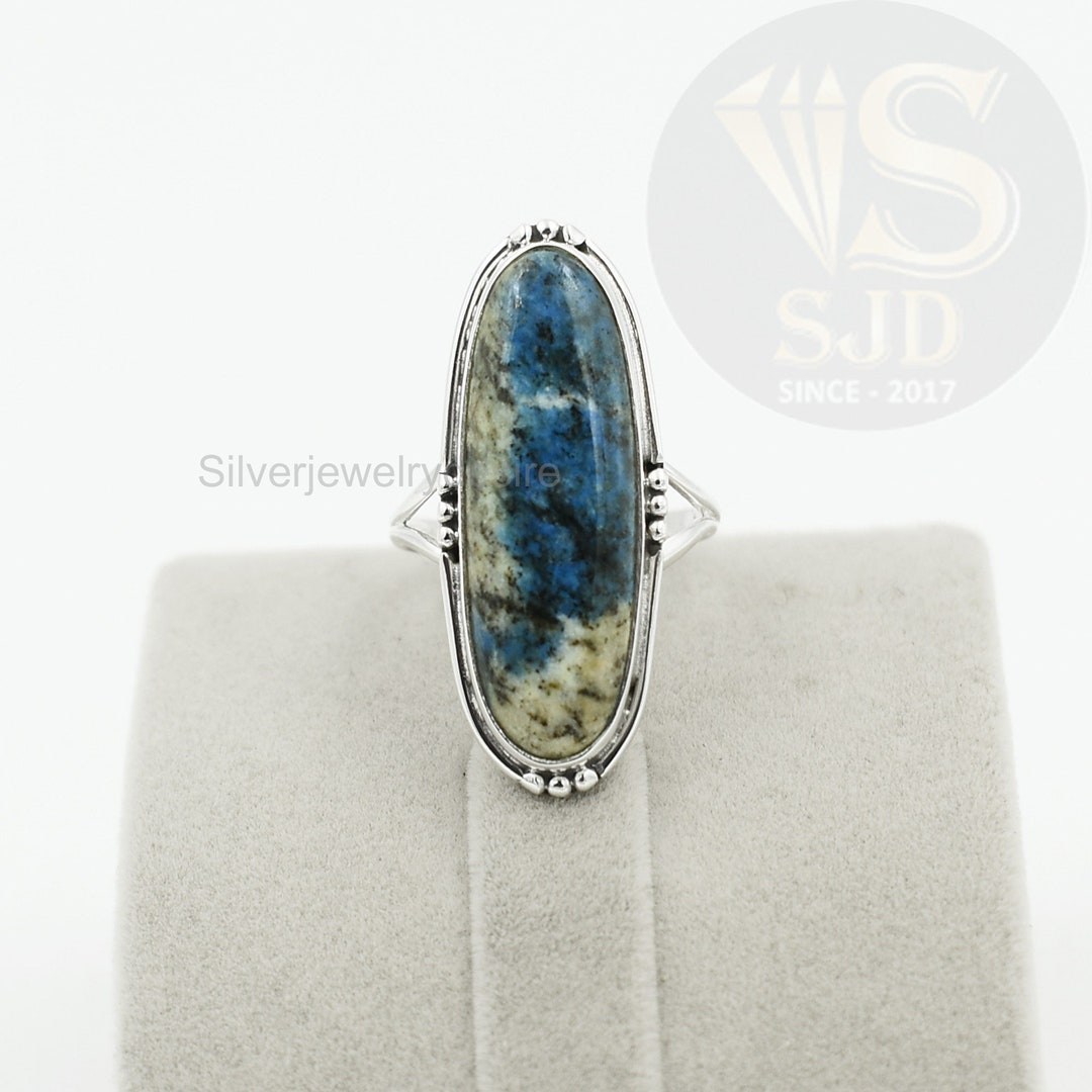 Natural K2 Jasper Ring, 925 Sterling Silver, 10x30 Mm Long Oval Ring ...