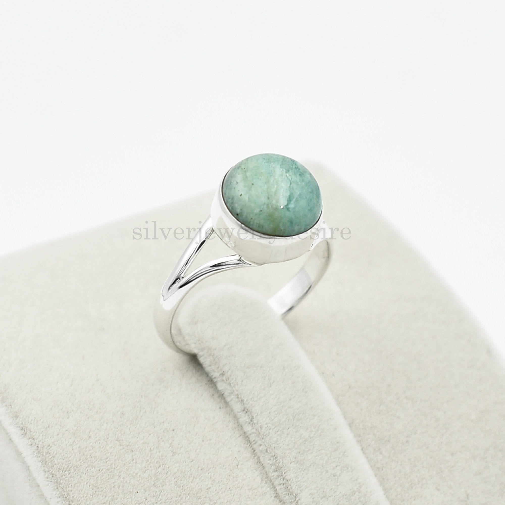 Amazonite Ring 925 Sterling Silver Amazonite 10x10 mm Round | Etsy