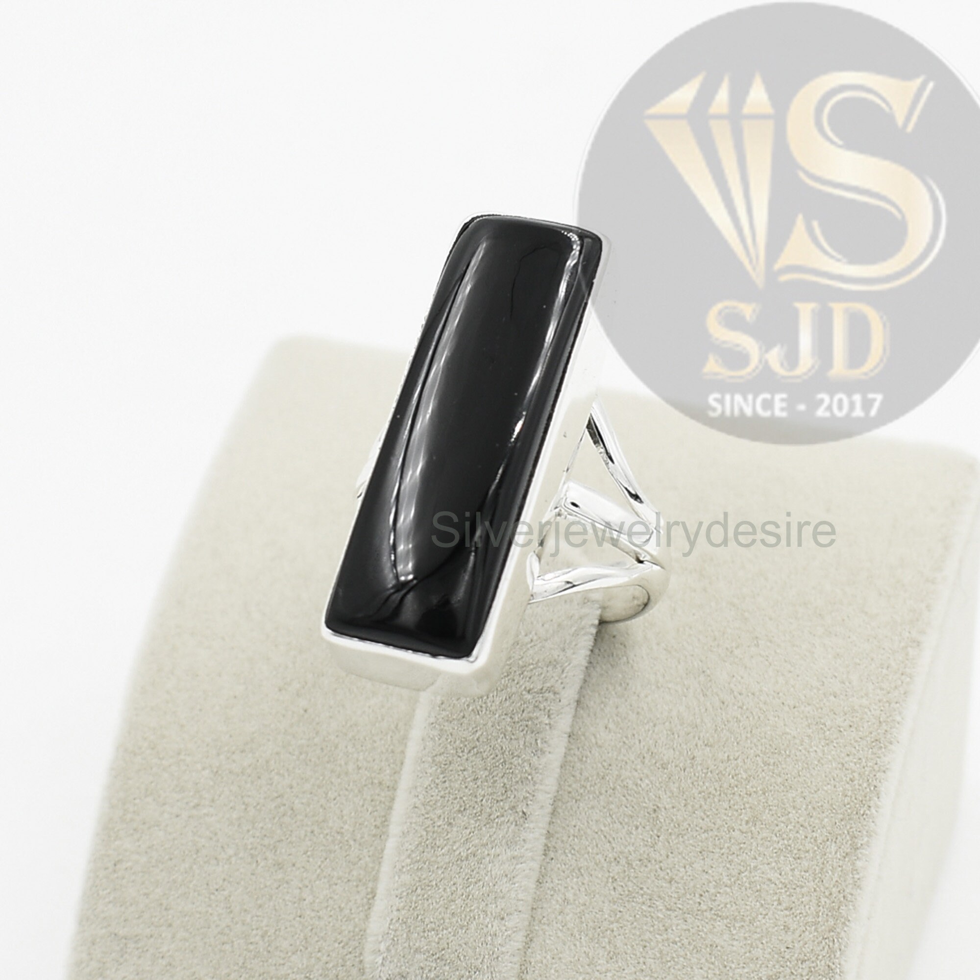 Black Onyx Ring 925 Sterling Silver 10x30mm Long Rectangle - Etsy