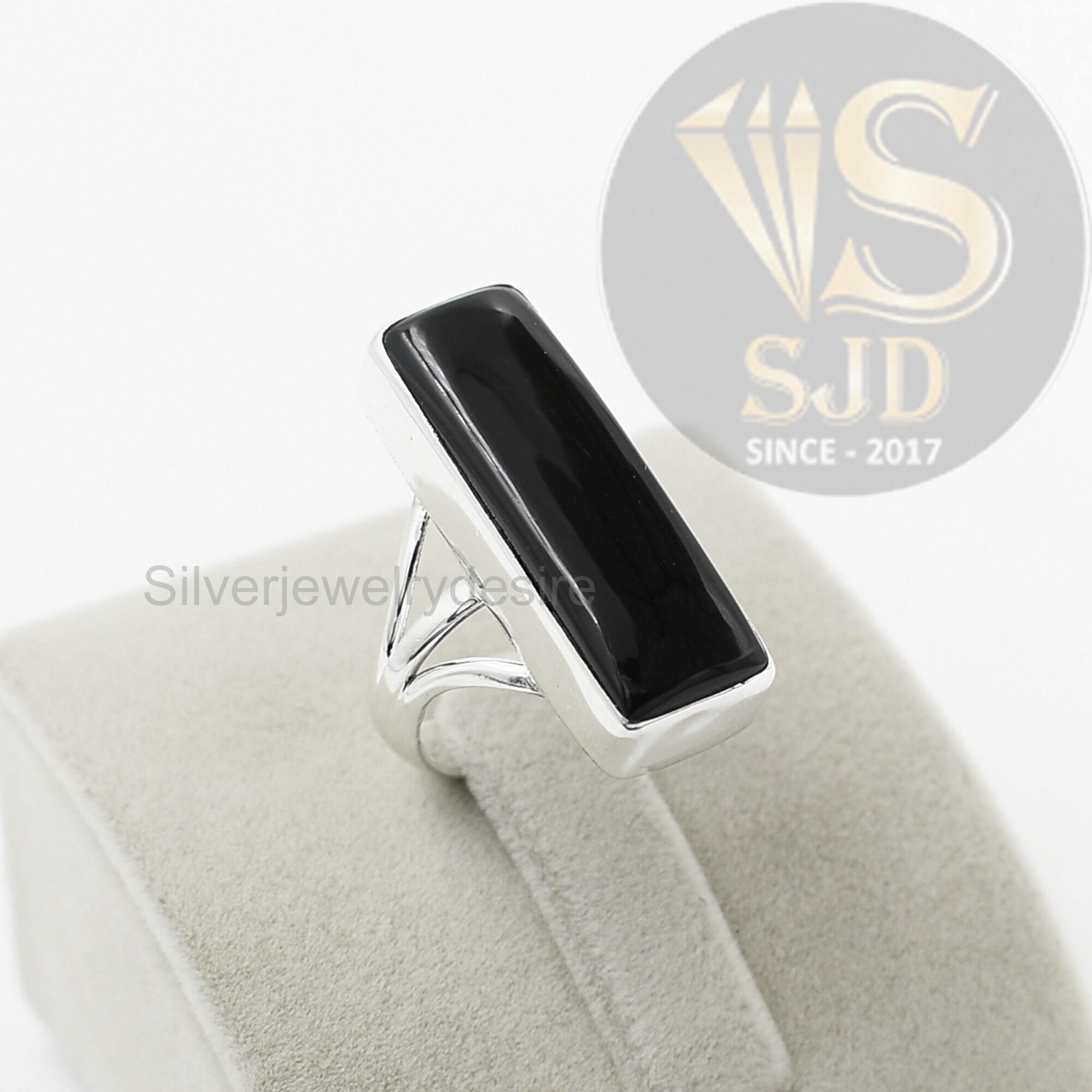Black Onyx Ring 925 Sterling Silver 10x30mm Long Rectangle - Etsy