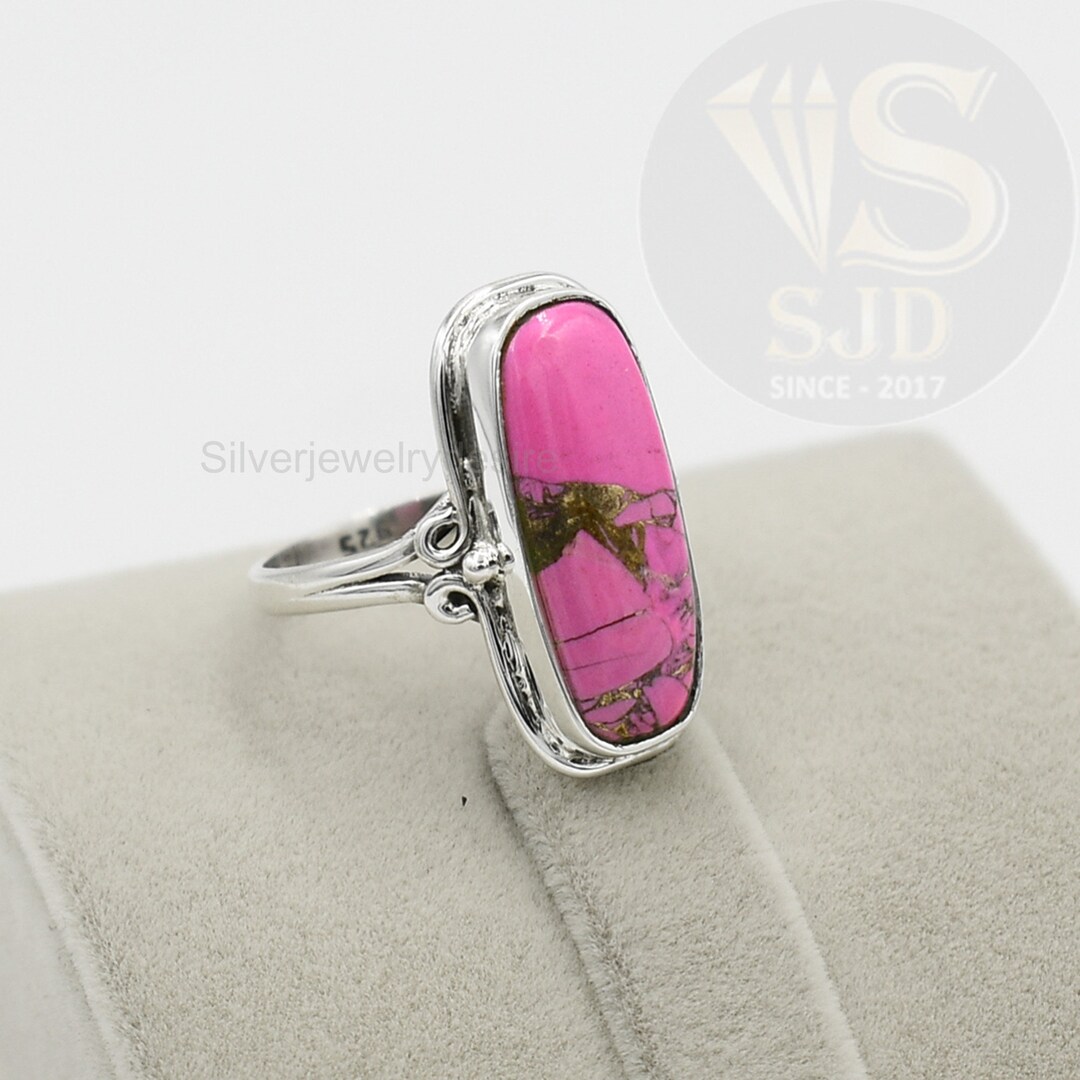 Beautiful Pink Turquoise Ring, 925 Sterling Silver, Pink Copper ...