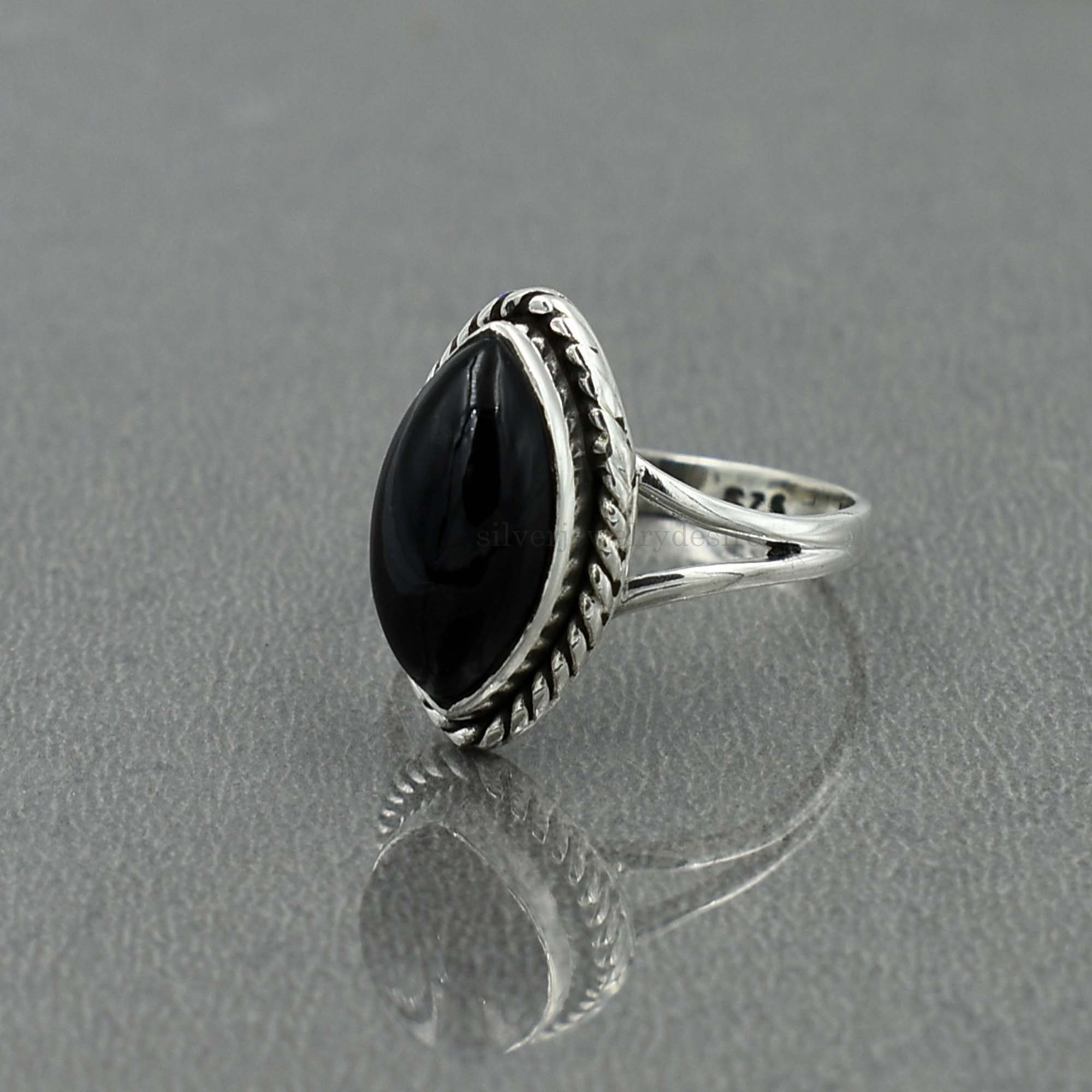 Black Onyx Ring 925 Sterling Silver Black Onyx 7x14 Mm | Etsy