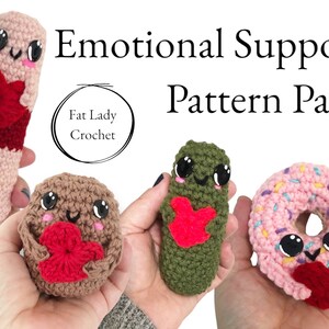 PATTERN PACK: Crochet Emotional Support Worm, Pickle, Potato, Donut - Etsy