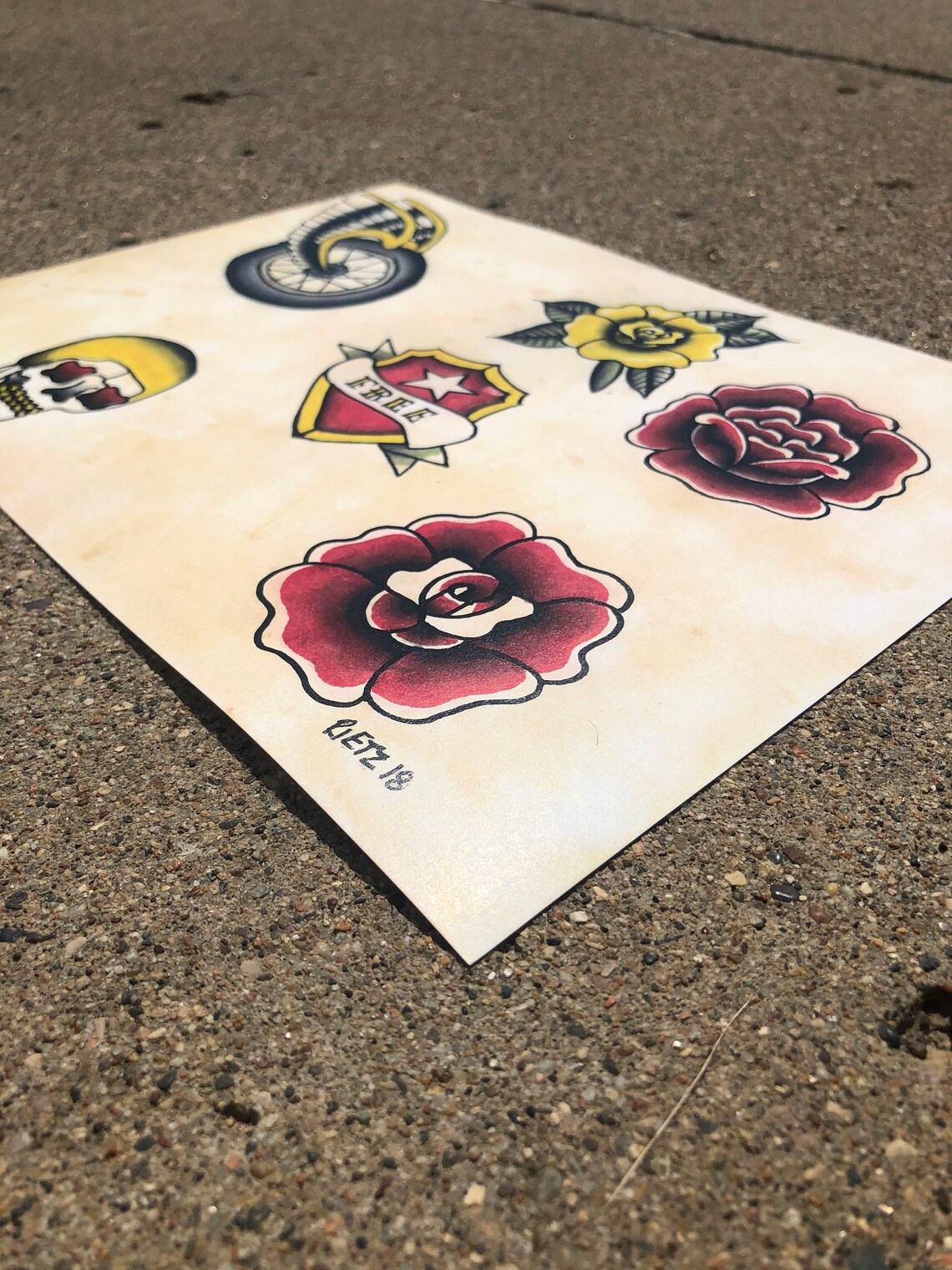 Traditional Tattoo Motorcycle Flash Print | Etsy