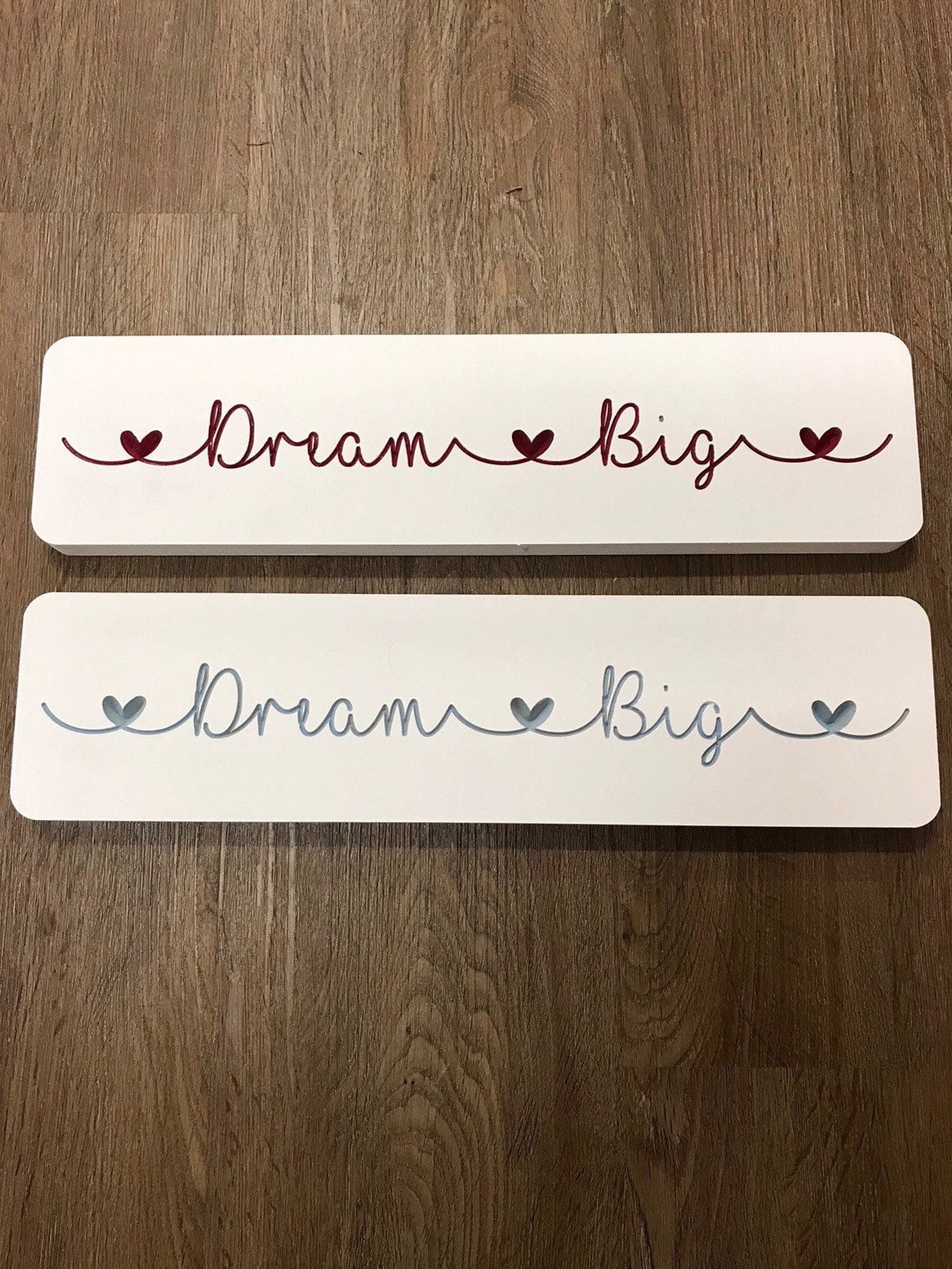 Dream Big Engraved Handpainted Sign White & Dark Pink, Engraved Dream ...