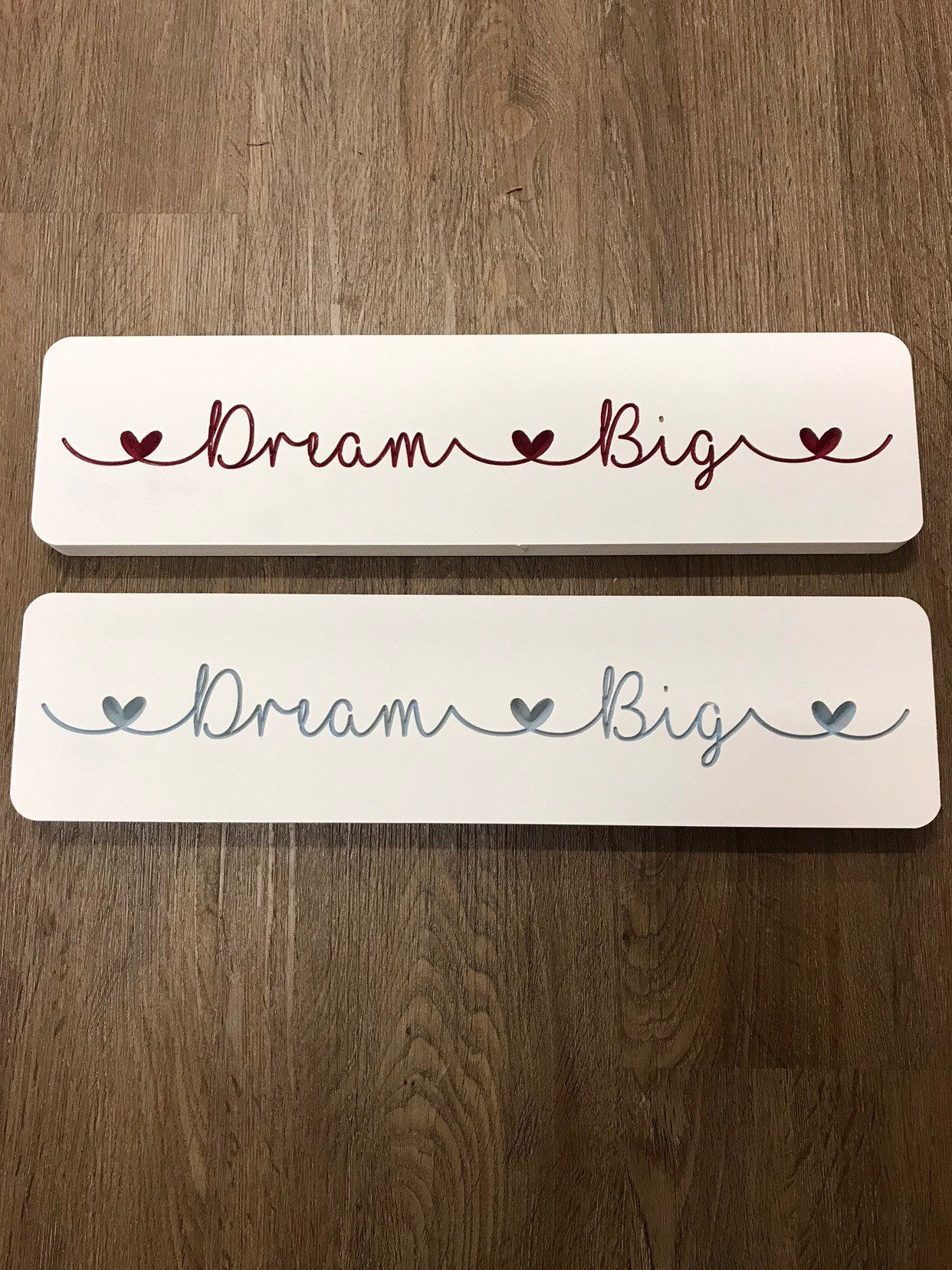 Dream Big Engraved Handpainted Sign White & Dark Pink, Engraved Dream ...