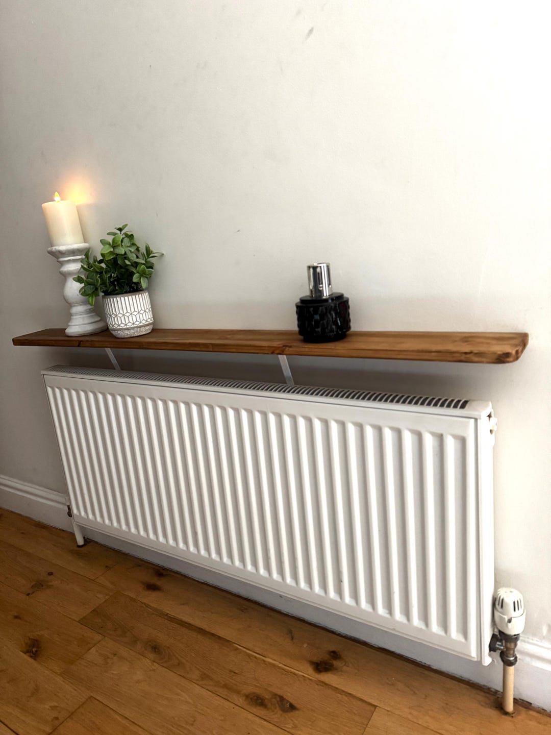 Wooden Radiator Shelf| No Drill Rustic Wooden Shelf | Floating Shelf ...