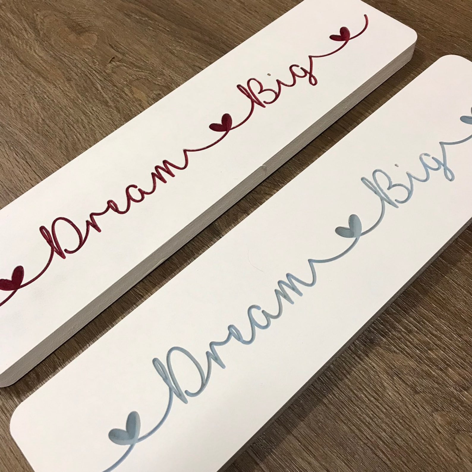 Handpainted Dream Big Nursery Sign, White & Dark Pink Engraved Wood - Etsy